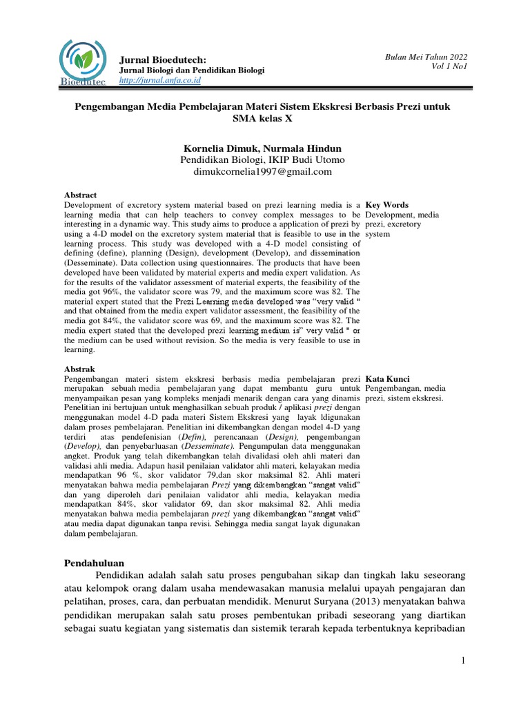 Jurnal Bioedutech:: Jurnal Biologi Dan Pendidikan Biologi | PDF