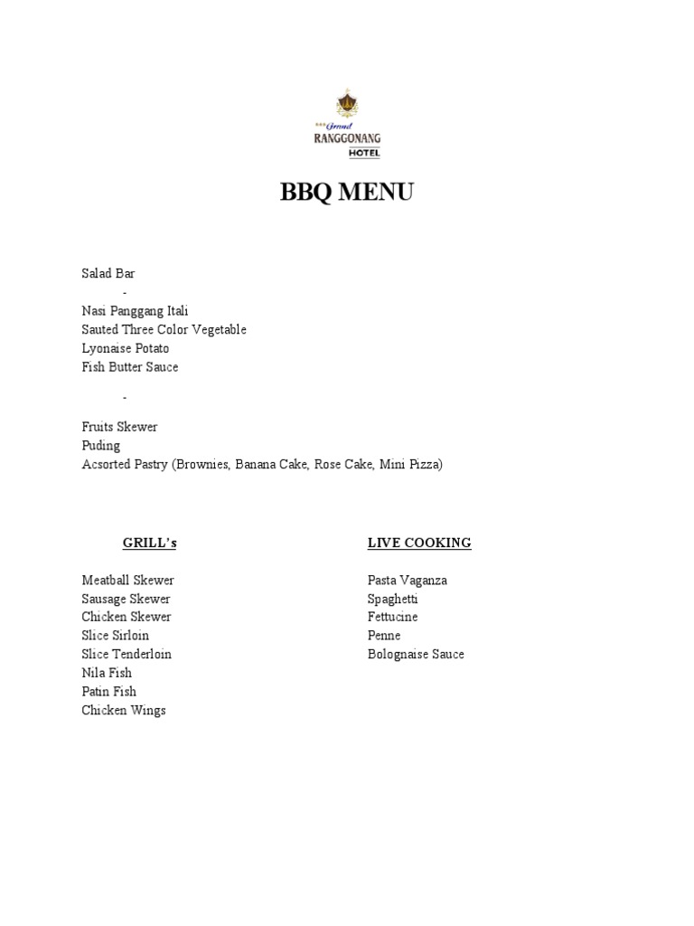 BBQ Menu | PDF