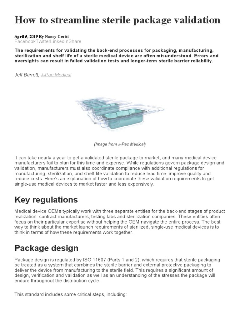 How To Streamline Sterile Package Validation | PDF | Verification And ...