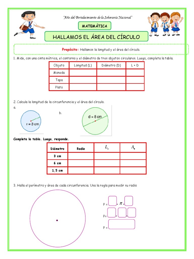 Área y perímetro de círculos | PDF | Matemáticas