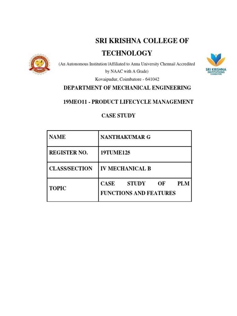 Case Study of PLM Functions and Features | PDF | Product Lifecycle | Project Management