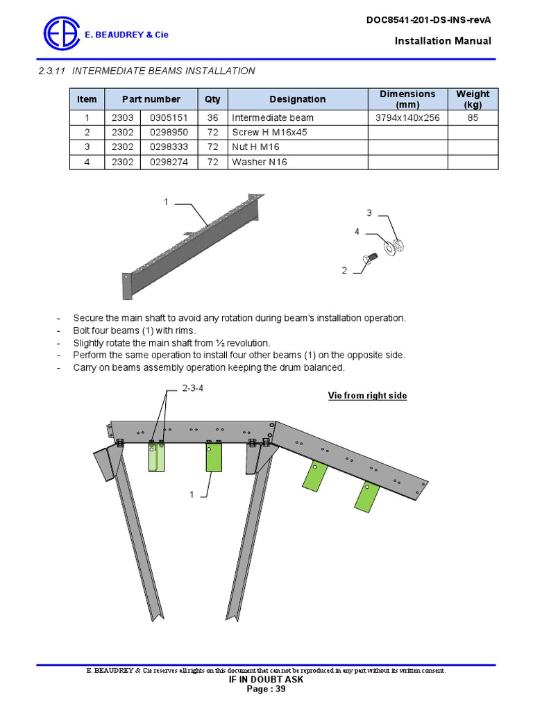 Intermediate Beam Installation | PDF