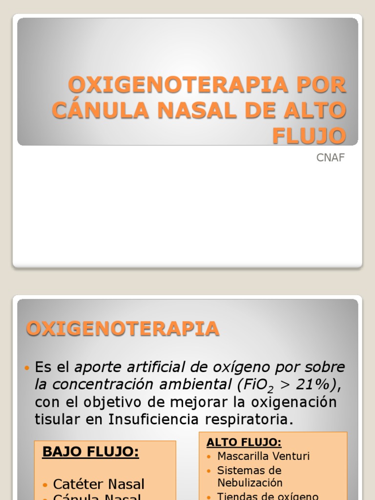 Oxigenoterapia Por Canula Nasal Alto Flujo | PDF | Medicina | Respiración