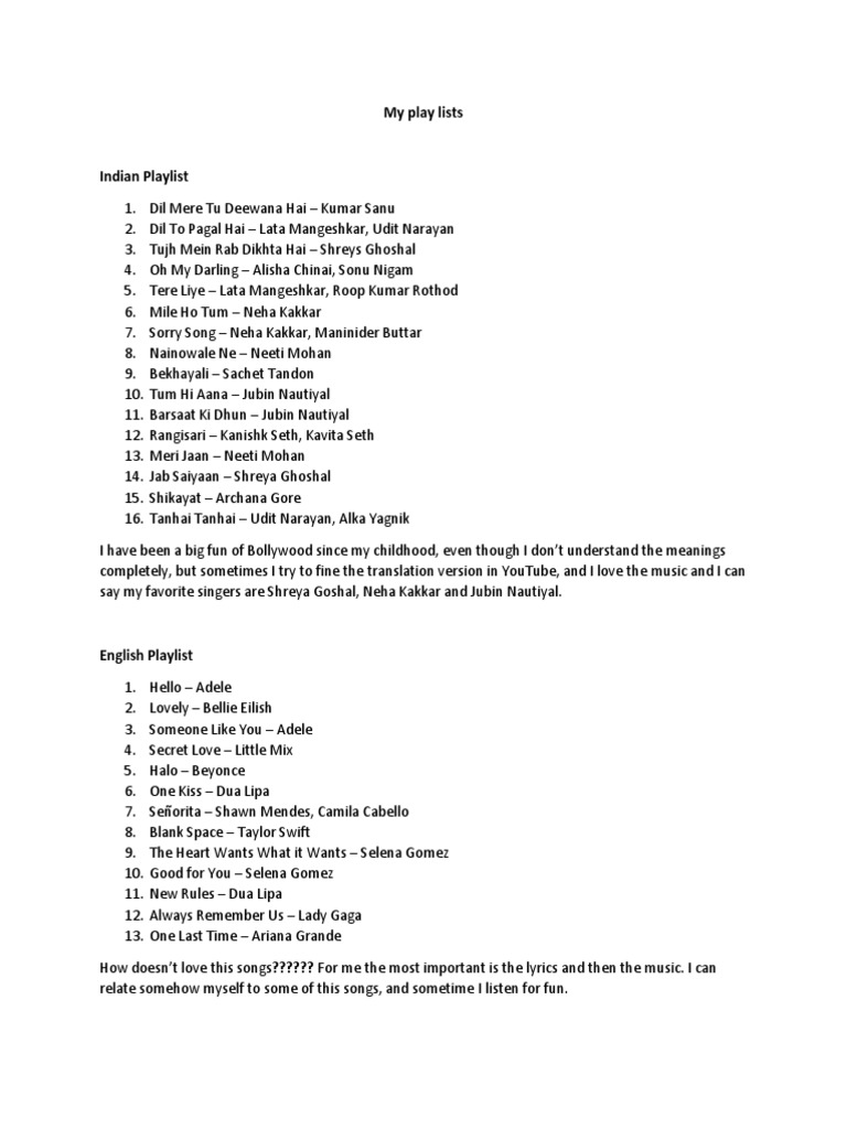 My Play Lists Pdf