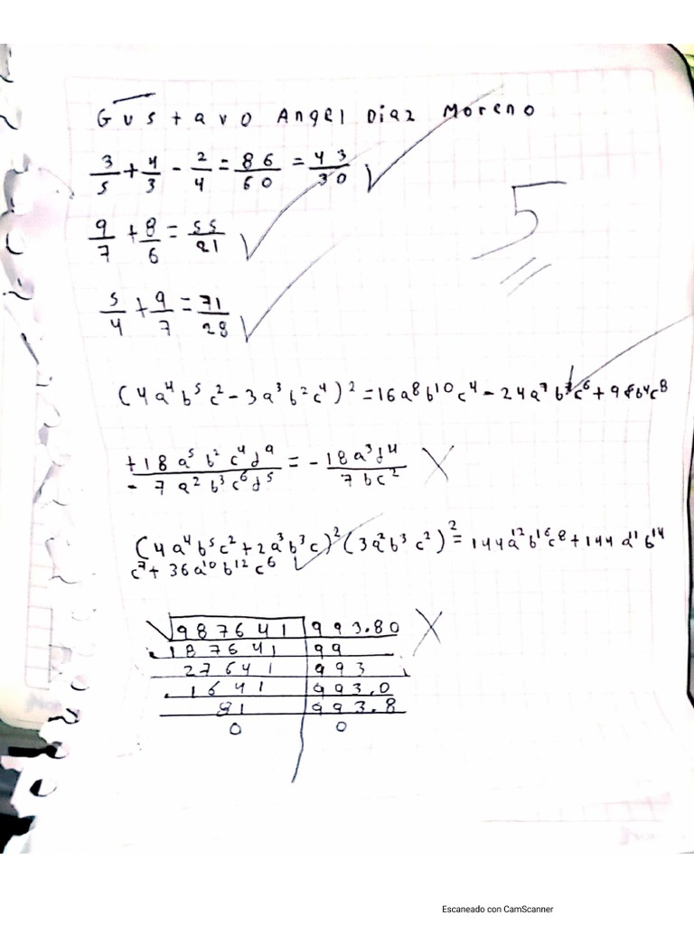 Exámenes de Las Unidades de Matemáticas y Firmas de La Libreta | PDF