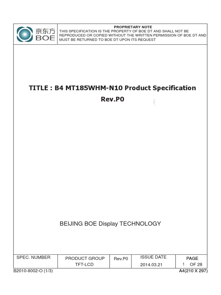 MT185WHM N10 | PDF
