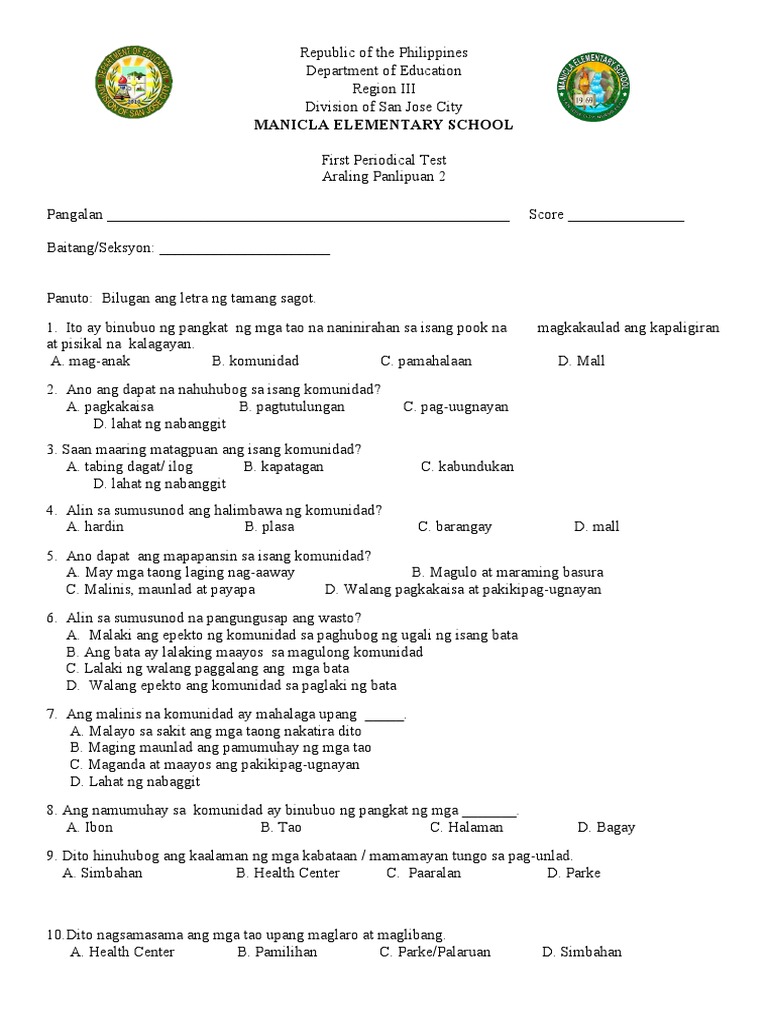 1st Periodical Test | PDF