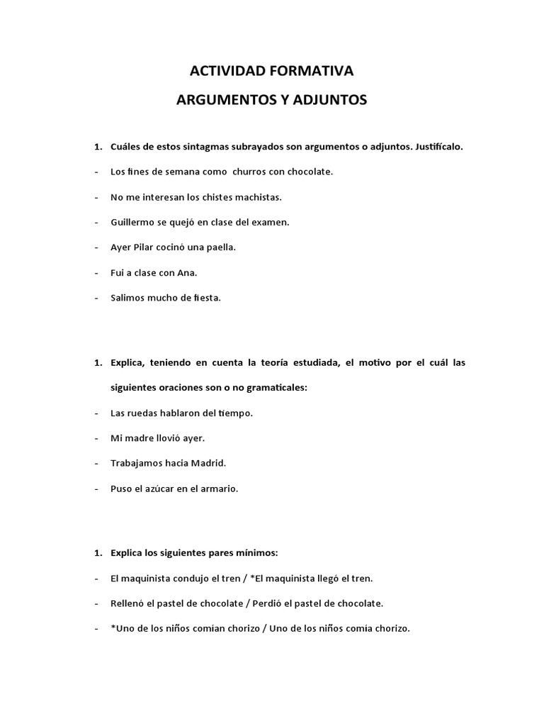 ACTIVIDAD FORMATIVA - Argumentos Adjuntos | PDF