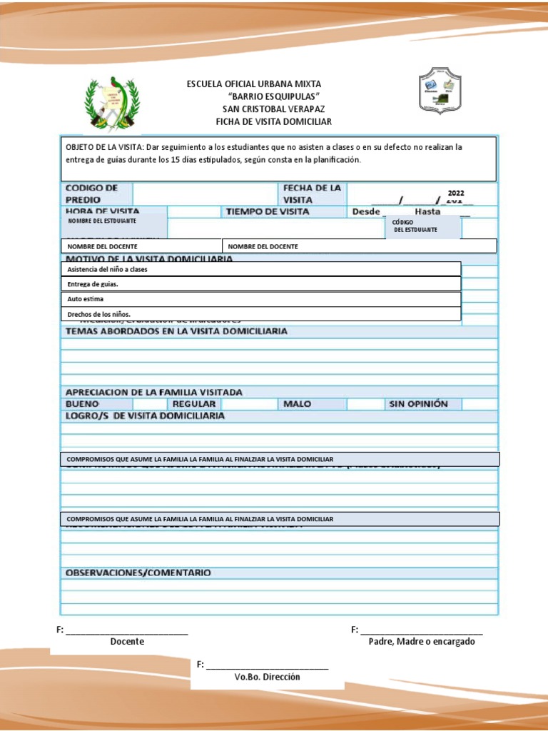 Ficha de Visita Alumnos | PDF