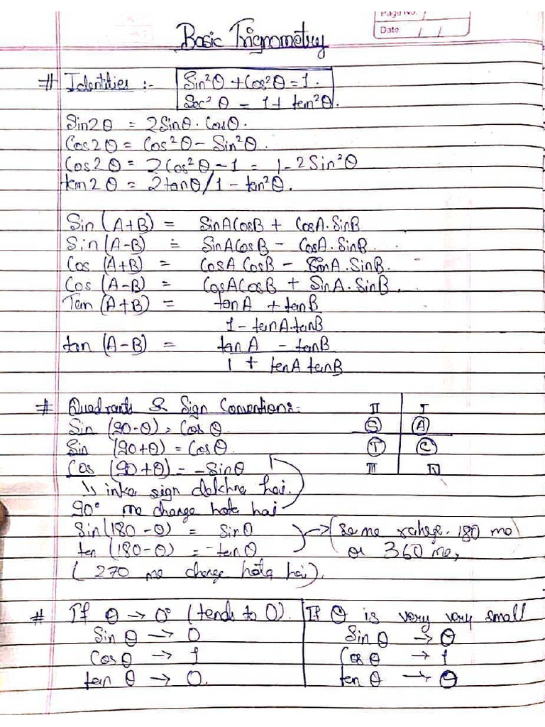 Basic Trigonometry by Jee Neet Note | PDF