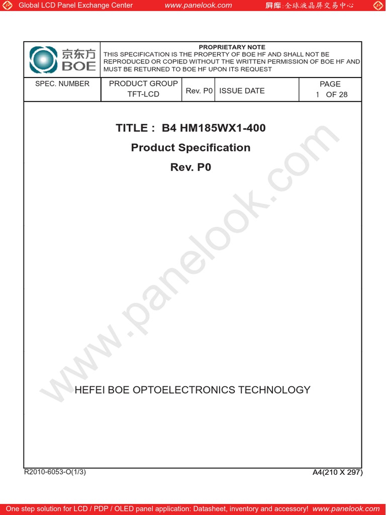 HM185WX1 400 | PDF | Thin Film Transistor Liquid Crystal Display | Imaging