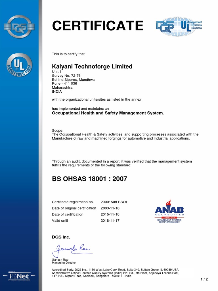 Ohsas 18001 | PDF