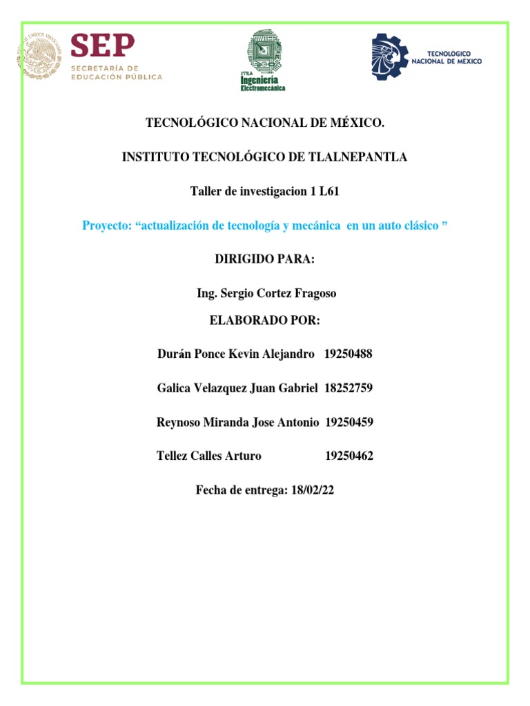 Proyecto Taller de Investigacion 1 | PDF