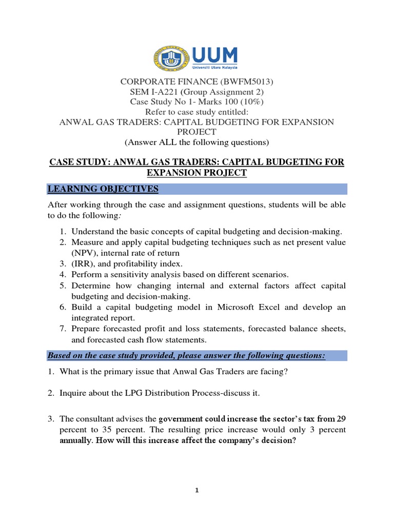Anwal Gas Traders: Capital Budgeting Case | PDF | Capital Budgeting | Internal Rate Of Return