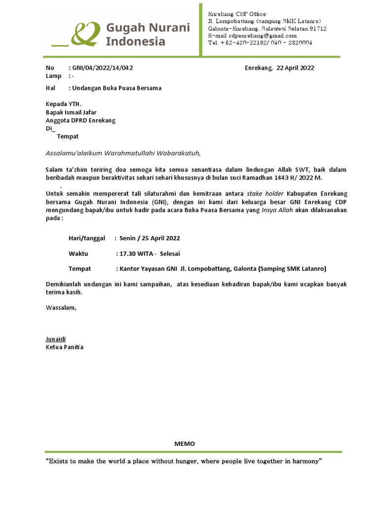 Undangan & Memo Enrekang CDP | PDF