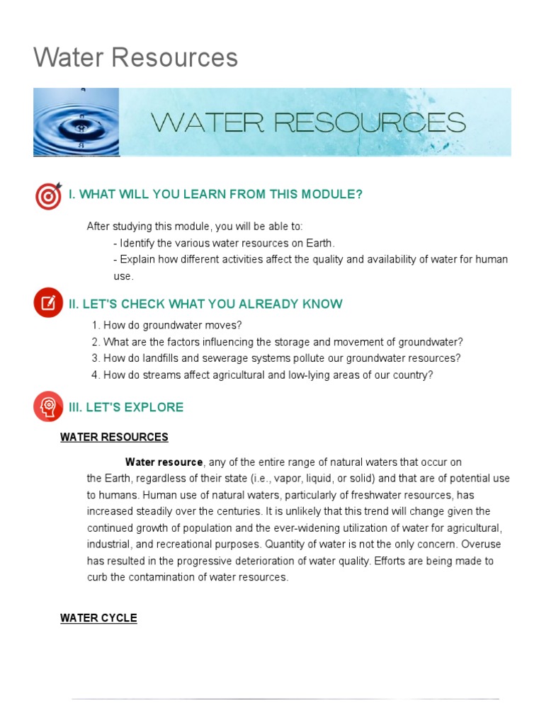Module 6 - Water Resources | PDF | Water | Water Resources