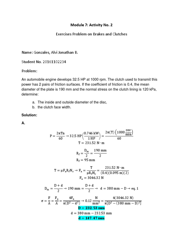Machine Design 2 - Module 7 Activity No. 2 | PDF