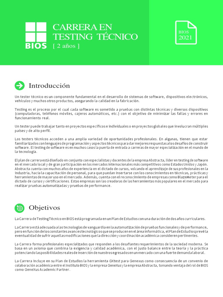 Testing Tecnico Instituto BIOS | PDF | Pruebas de software | Software