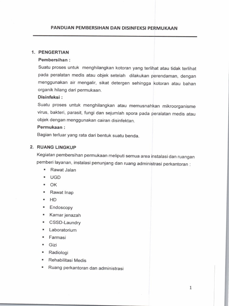Panduan Pembersihan Dan Desinfektan | PDF