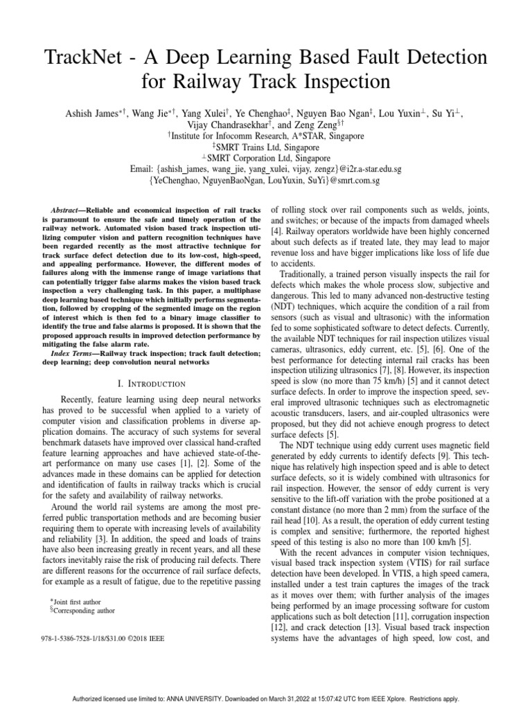 IEEE Conf 2018 TrackNet - A - Deep - Learning - Based - Fault - Detection - For - Railway ...