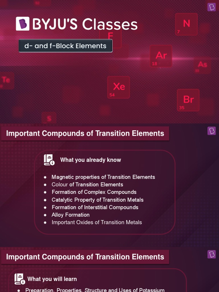 Transition Elements: Properties & Compounds | PDF