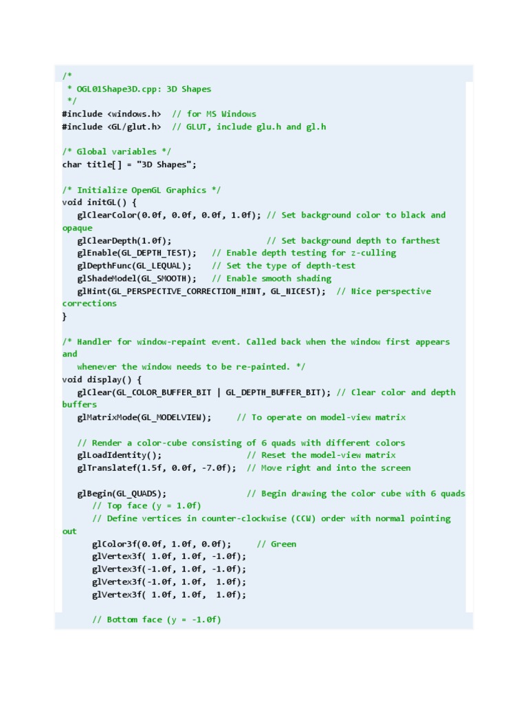 Opengl Examples Pdf Computer Graphics Graphics