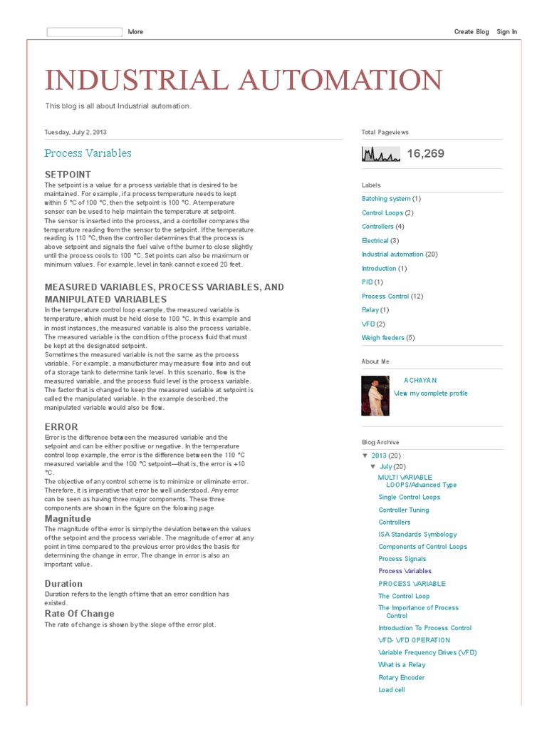 INDUSTRIAL AUTOMATION - Process Variables | PDF | Control Theory ...