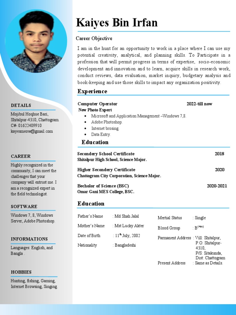 Modern Blue Free CV Template | PDF | Computing | Software
