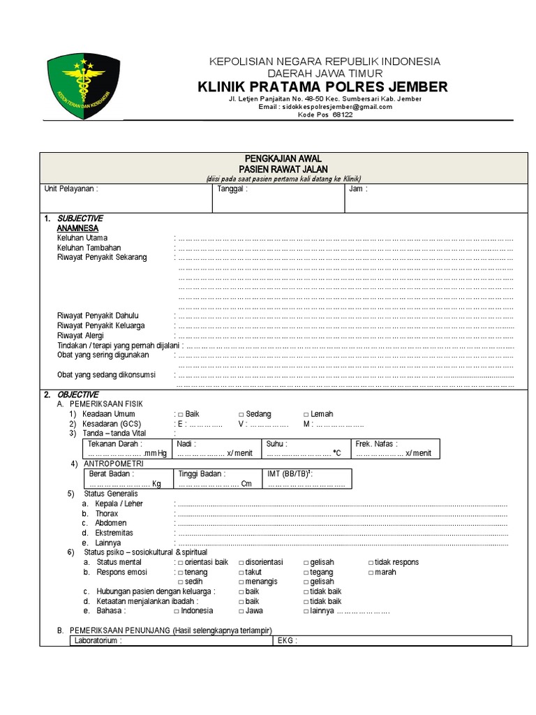 PKP 4 EP 2 Formulir Pengkajian Awal Medis | PDF