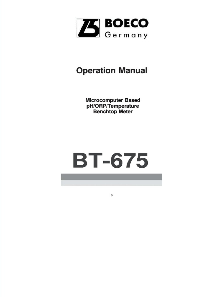 Operation Manual Boeco BT 675 | PDF