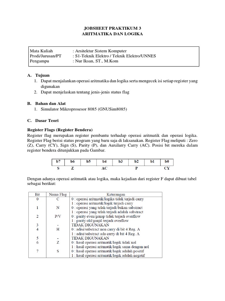 Jobsheet 3 - Operasi Aritmatika Dan Logika | PDF