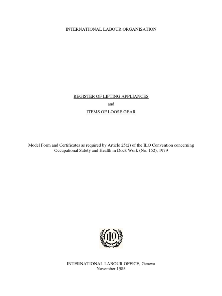 ILO 152 Lifting Gear | PDF