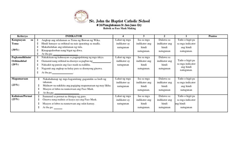 Face Mask Criteria | PDF