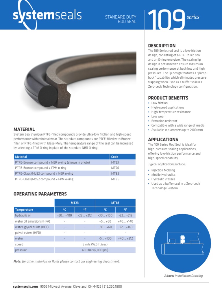 109 Series Low-Friction Rod Seal | PDF | Materials | Building Engineering