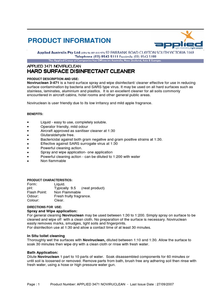 3471 Noviruclean | PDF | Disinfectant | Chemistry
