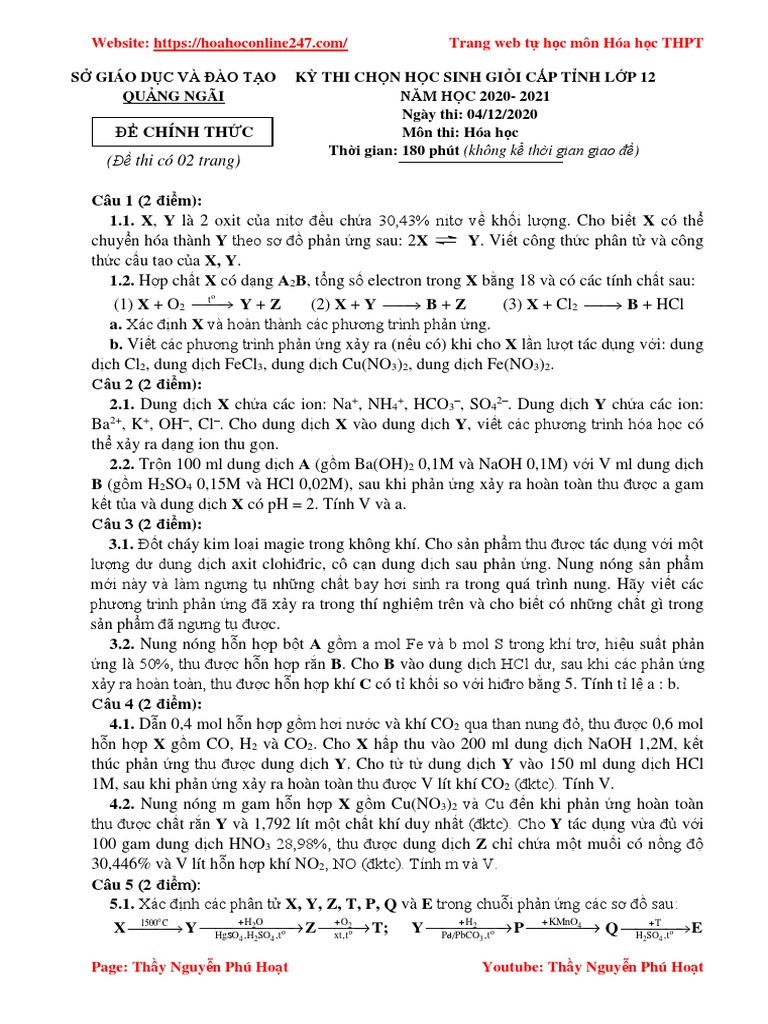 HSG 12 Qu NG Ngãi 2020-2021 | PDF