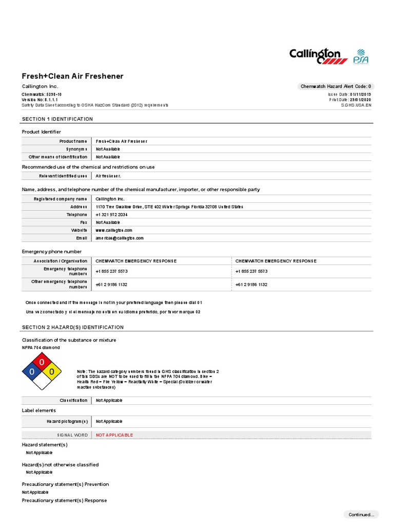 MSDS Callingtong | PDF | Dangerous Goods | Toxicity