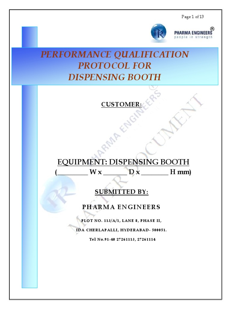 8.4 Performance Qualification Protocol For Dispensing Booth | PDF ...