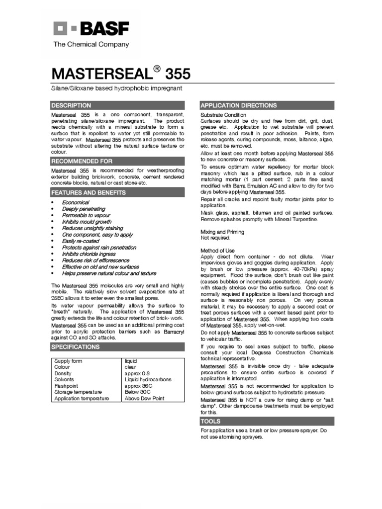 Masterseal 355 TDS | PDF | Paint | Asphalt