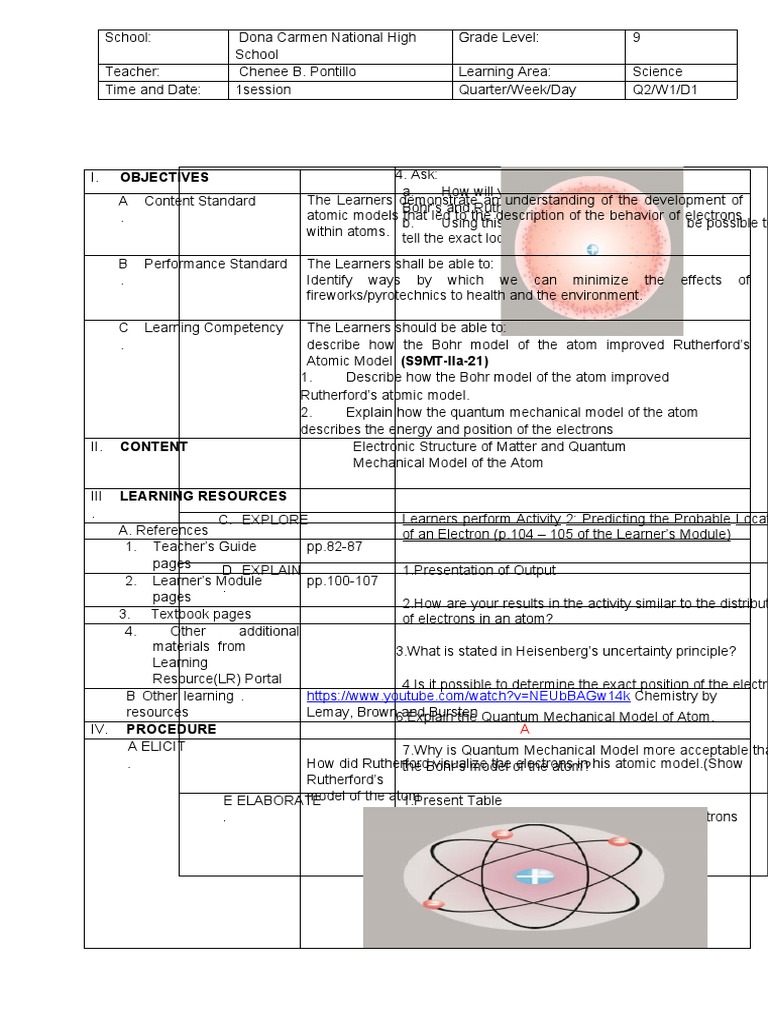 Science Grade 9 Q2 LP | PDF | Chemical Bond | Electron Configuration