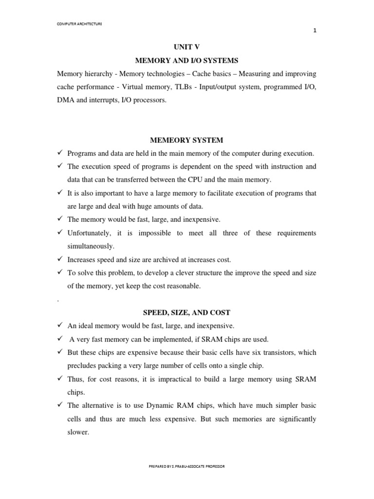 Ca Unit 5 Prabu | PDF | Input/Output | Random Access Memory