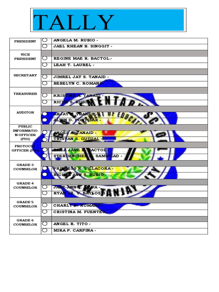 Tally Sheet | PDF