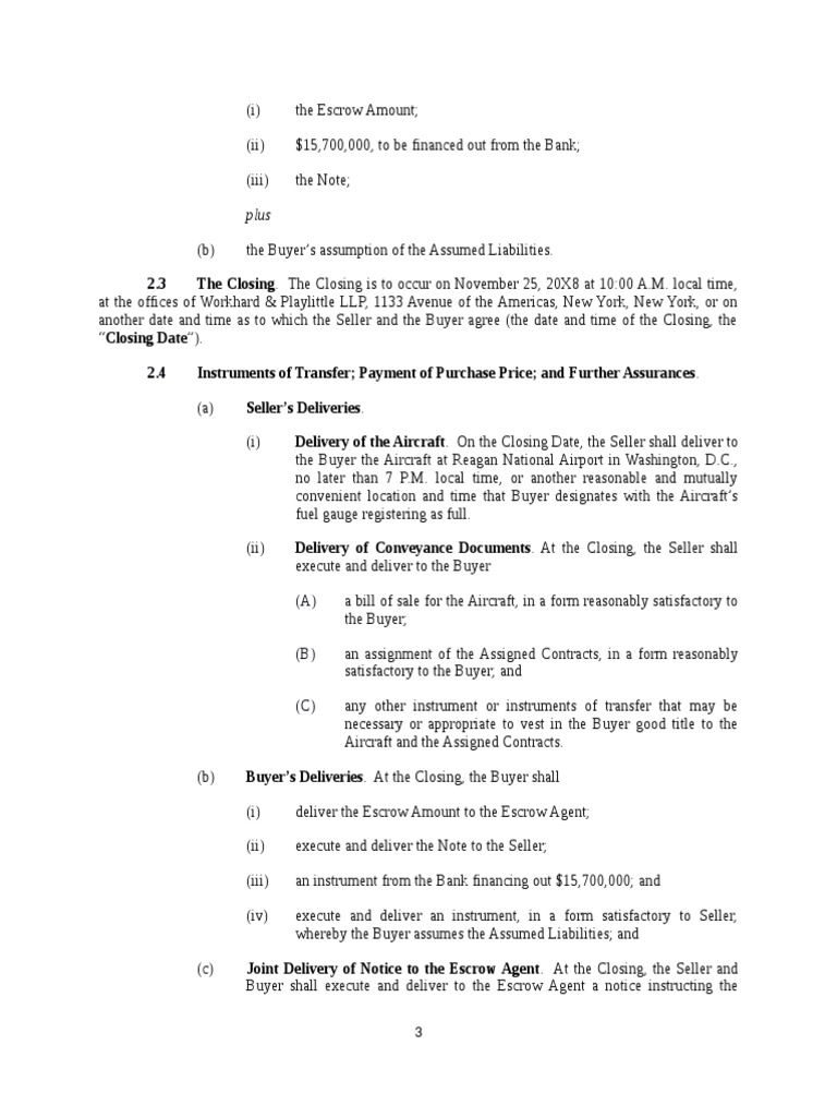 Aircraft Purchase Agreement - Docx-3 | PDF | Procurement | Sales