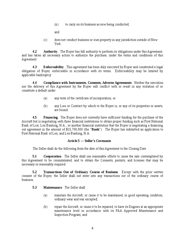Aircraft Purchase Agreement.docx-6 | PDF | Sales | Procurement