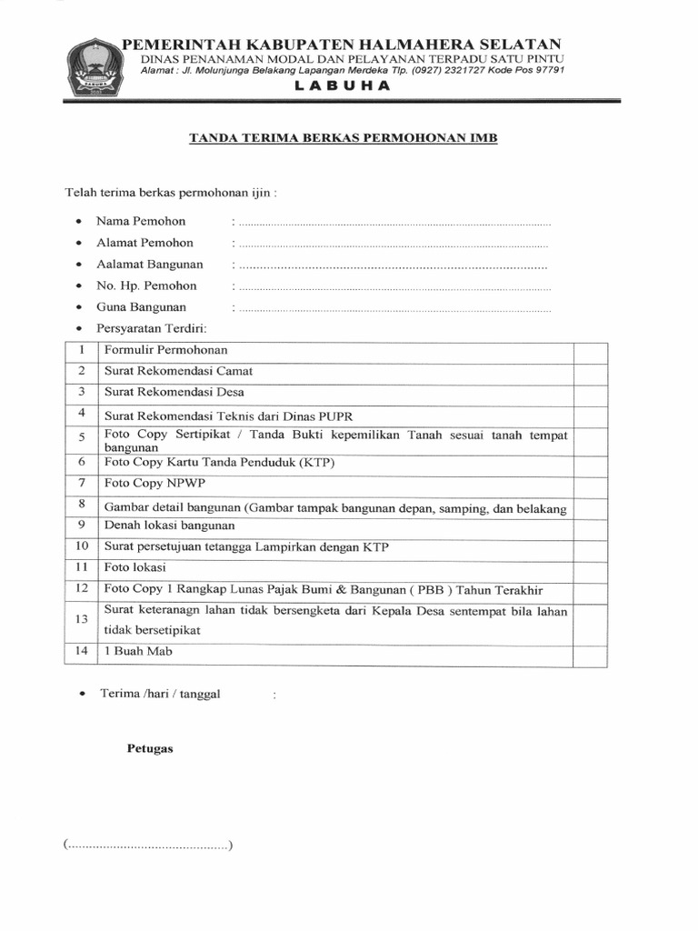 Formulir Imb | PDF