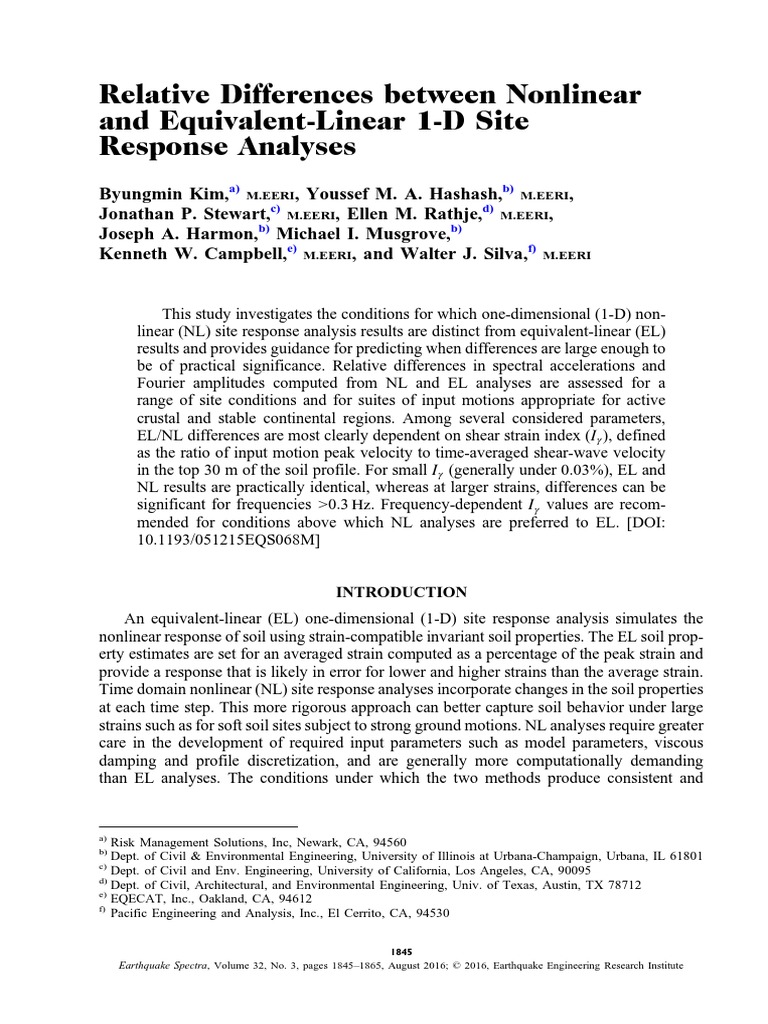 (Kim, Et. Al., 2016) Relative Differences Between Nonlinear and ... (Kim, Et. Al., 2016) Relative Differences Between Nonlinear and ...