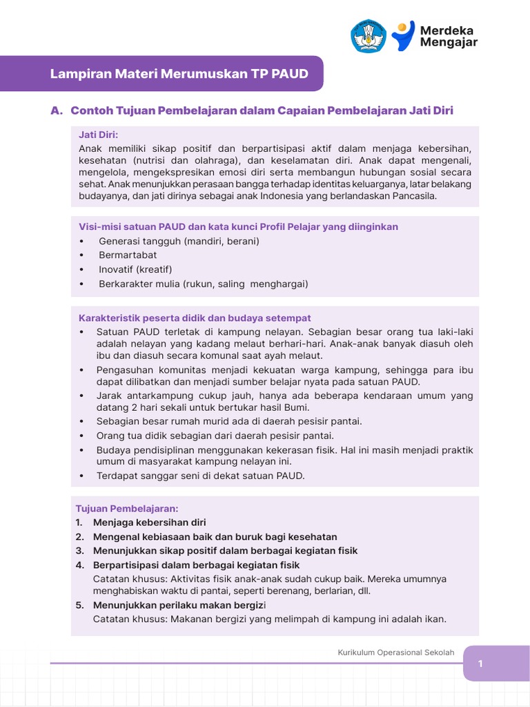 Contoh TP PAUD | PDF