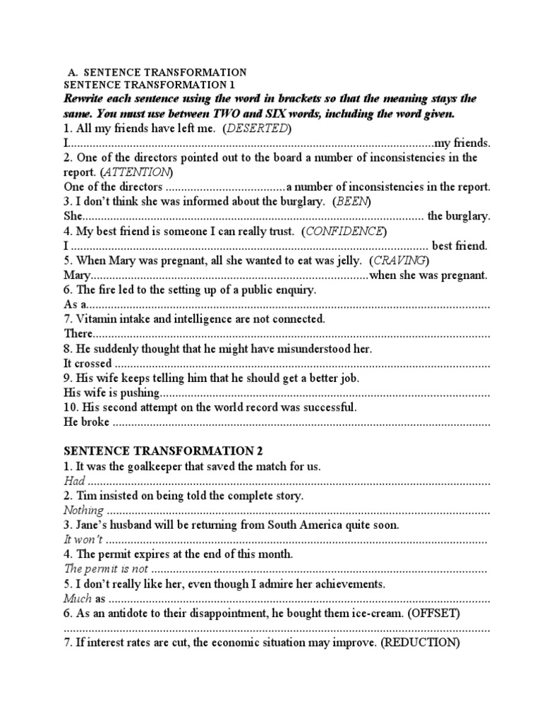 G10 - Sentence Transformation | PDF