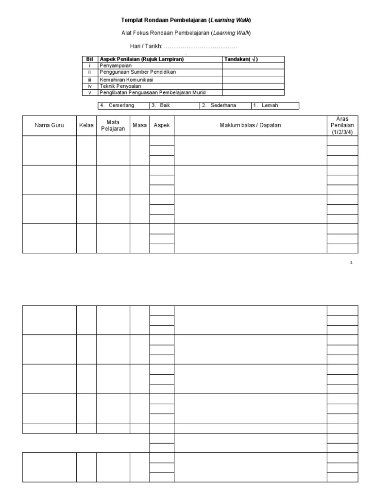 Contoh Borang & Rubrik LW | PDF