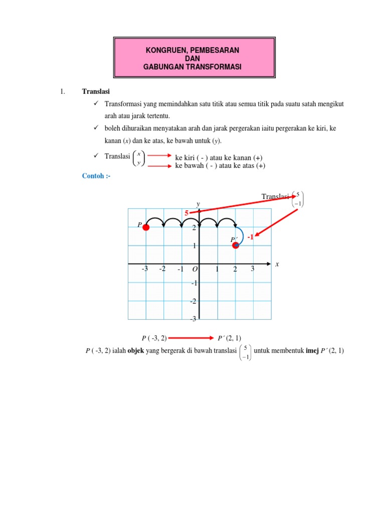 Jawapan Modul Kongruen, Pembesaran Dan Gabungan Transformasi | PDF